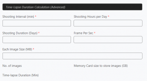 Time-Lapse Calculator (Duration & Frames) - OpticVyu